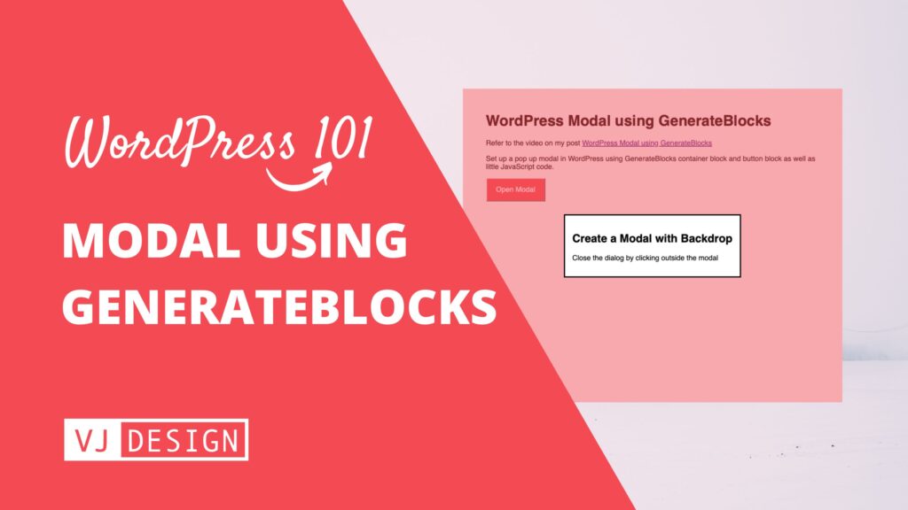 WordPress Modal Using GenerateBlocks