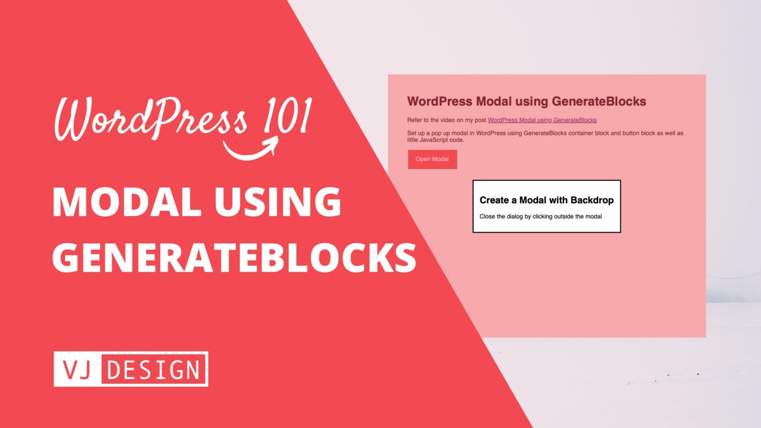 WordPress Modal Using GenerateBlocks